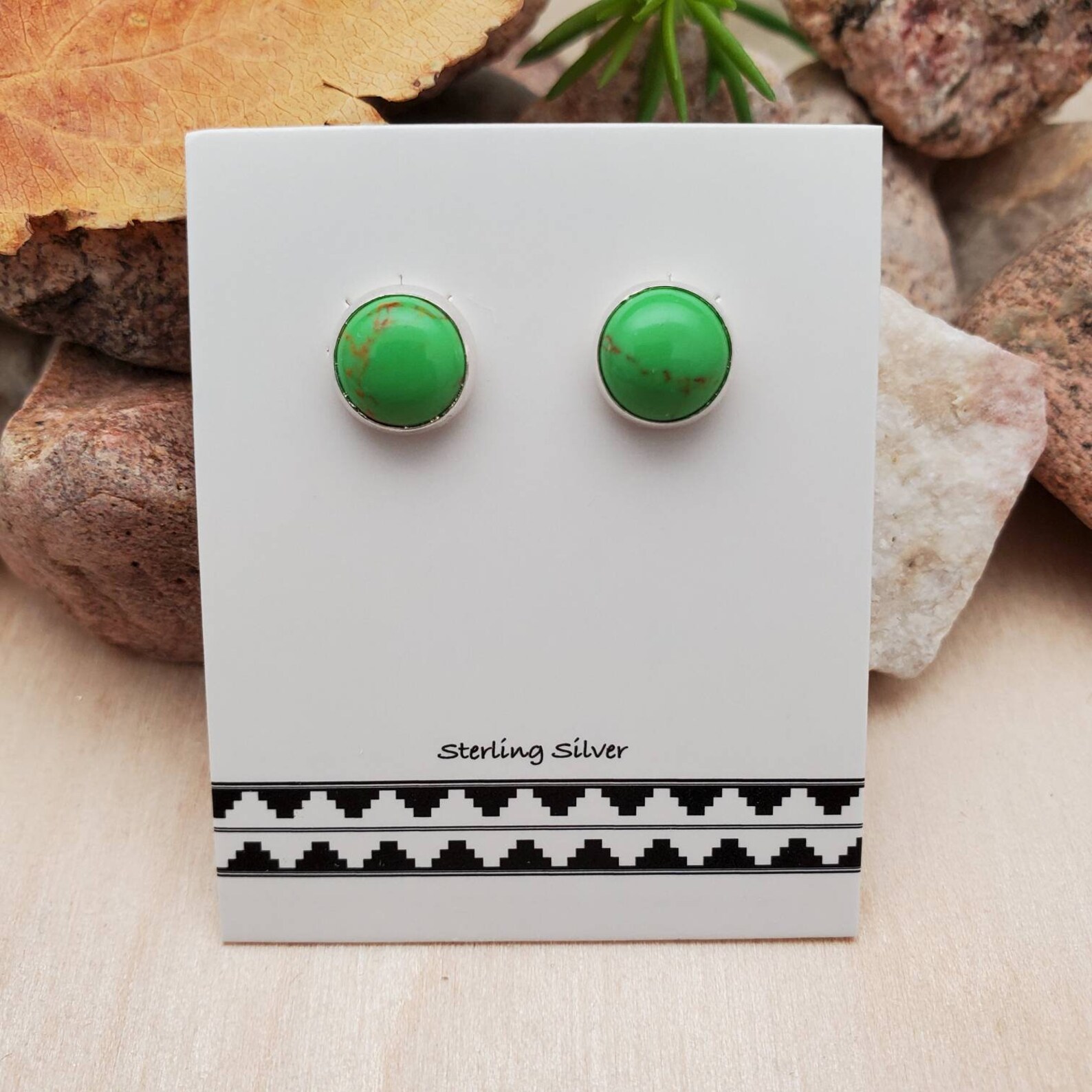 925forher Green Gaspeite Studs | Sterling Silver 5mm 6mm 8mm Gaspeite ...
