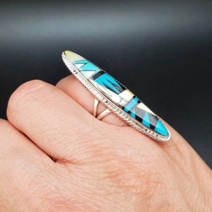 Inlay Ring #491 | Lovely Micro Inlay Southwest Ring Size | Sterling ...