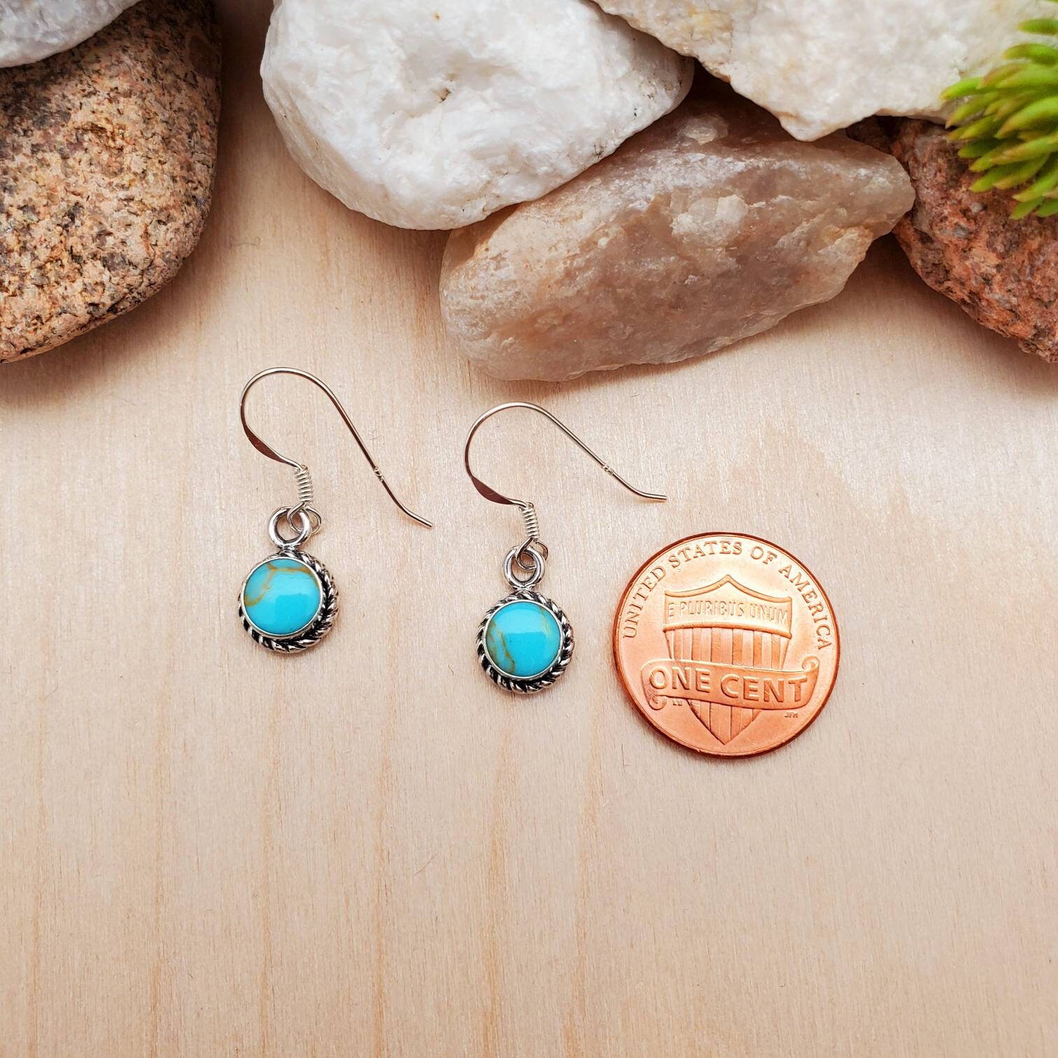 925forher Small Turquoise Earrings Kingman Turquoise Dangle - Etsy