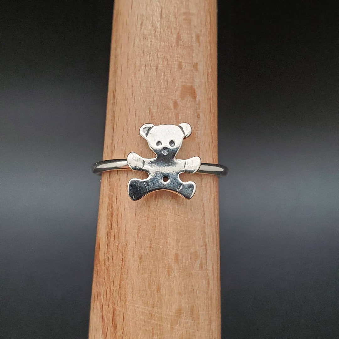 925forher Teddy Bear Ring | Small Bear Ring | Sterling Silver Ring ...