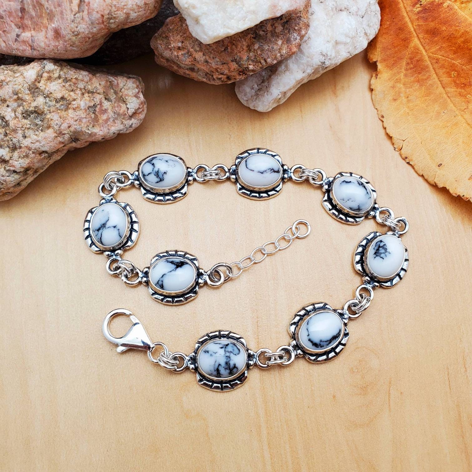 925ForHer White Buffalo Turquoise Bracelet Southwest | Etsy