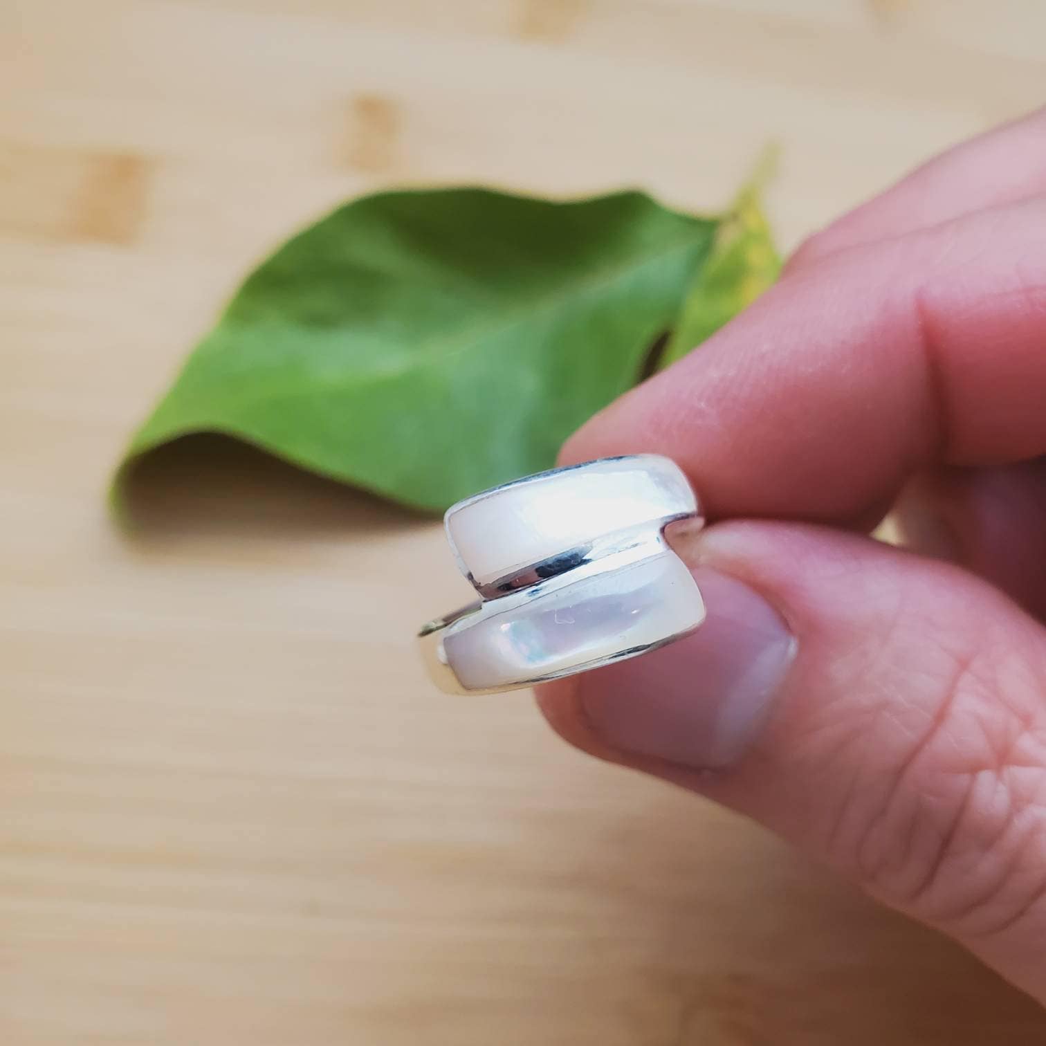 925forher White Mother of Pearl Inlay Ring Sterling Silver | Etsy