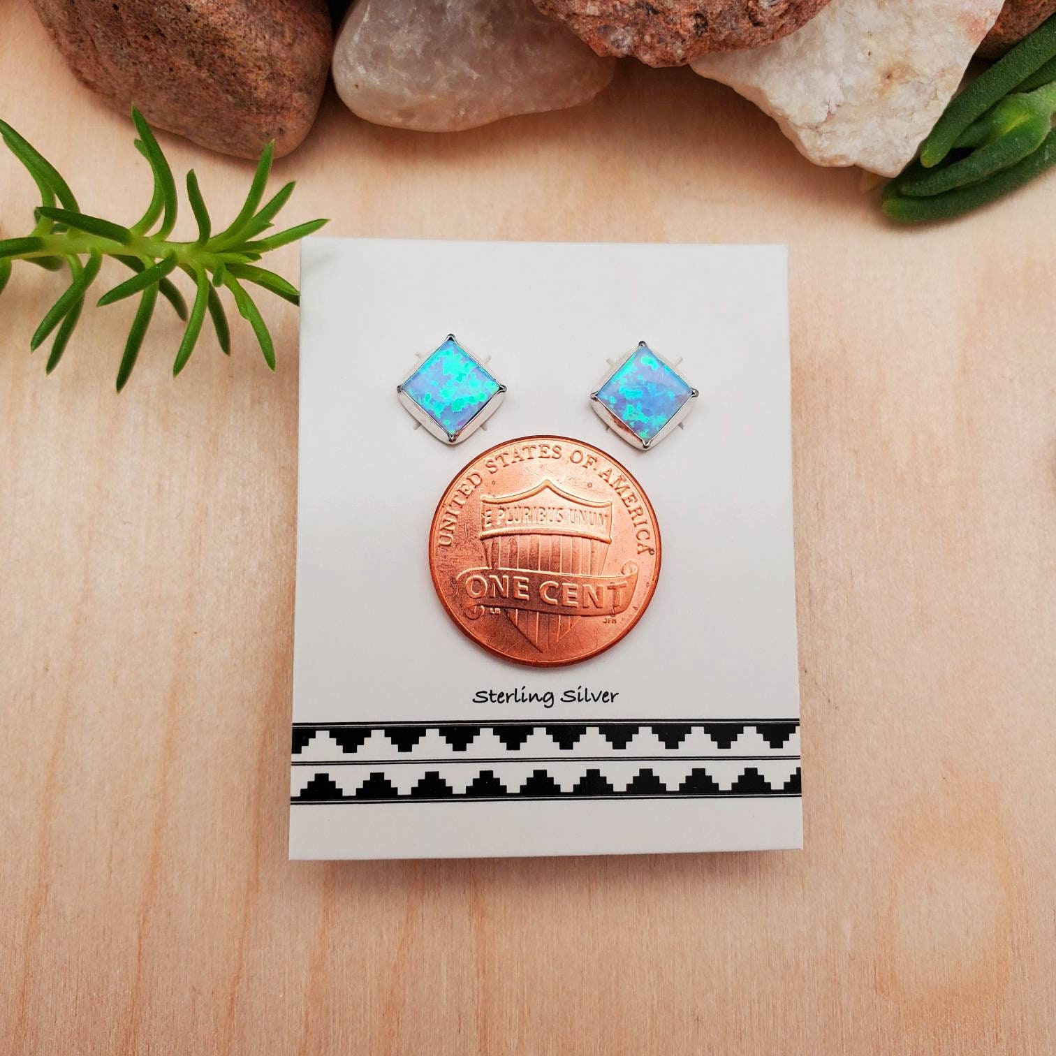 925forher 6mm Square Blue Opal Studs Sterling Silver Fire - Etsy