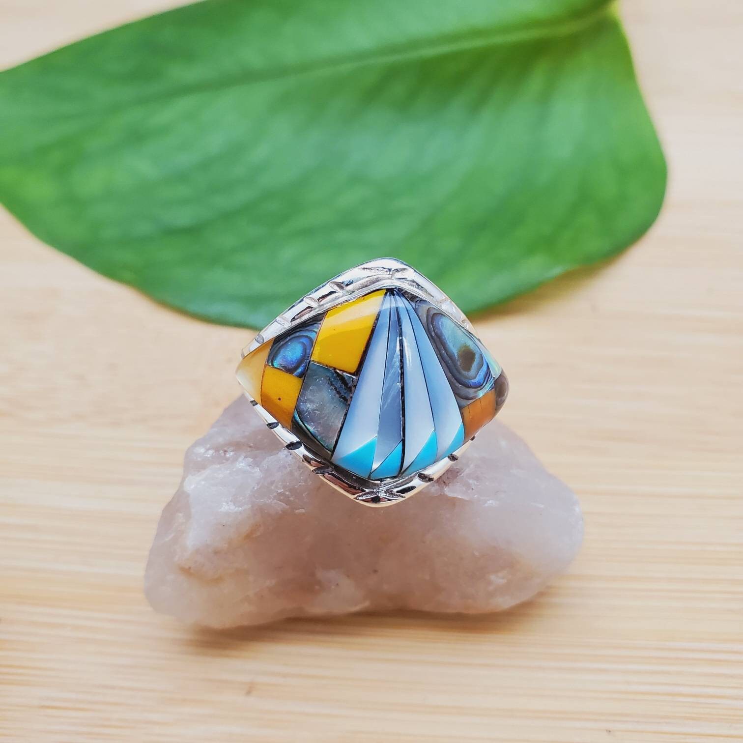 Inlay Ring 424 Lovely Southwest Ring Size 8 1/2 US - Etsy