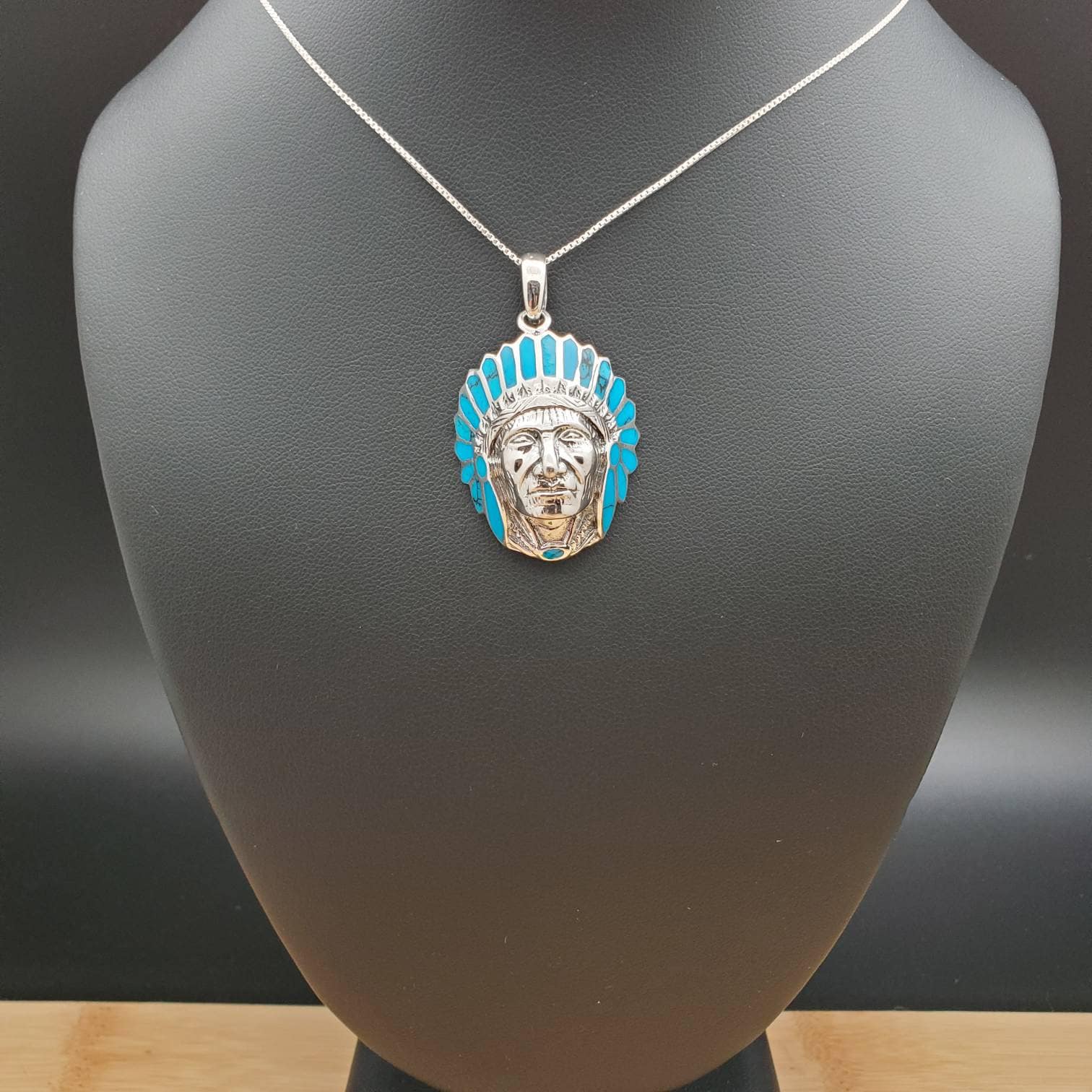 Native American Indian Chief Necklace Pendant With Silver | Etsy