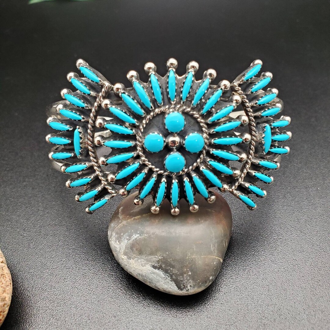 925forher Cluster Turquoise Cuff Bracelet Big Turquoise Bracelet Cuff ...