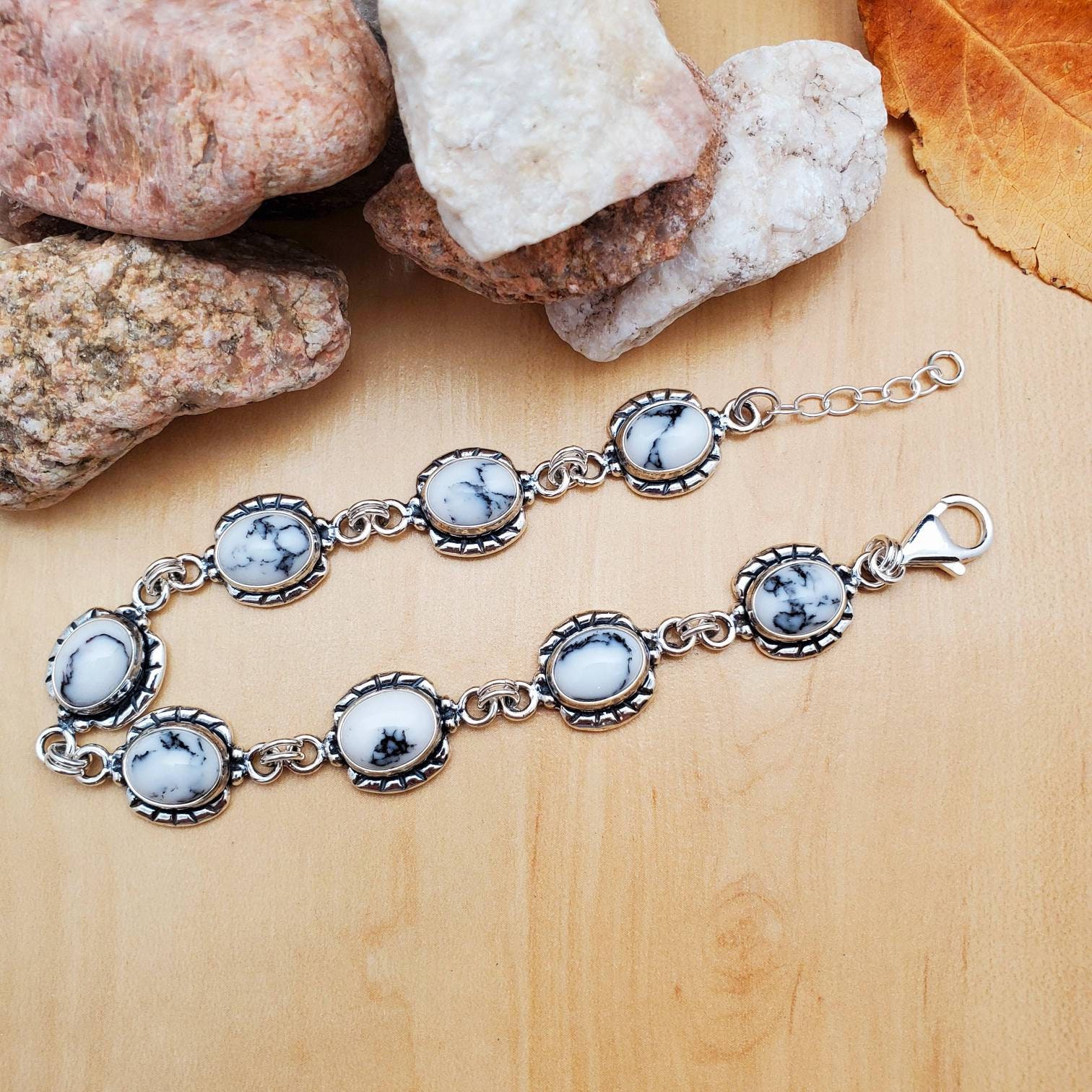 925ForHer White Buffalo Turquoise Bracelet Southwest | Etsy