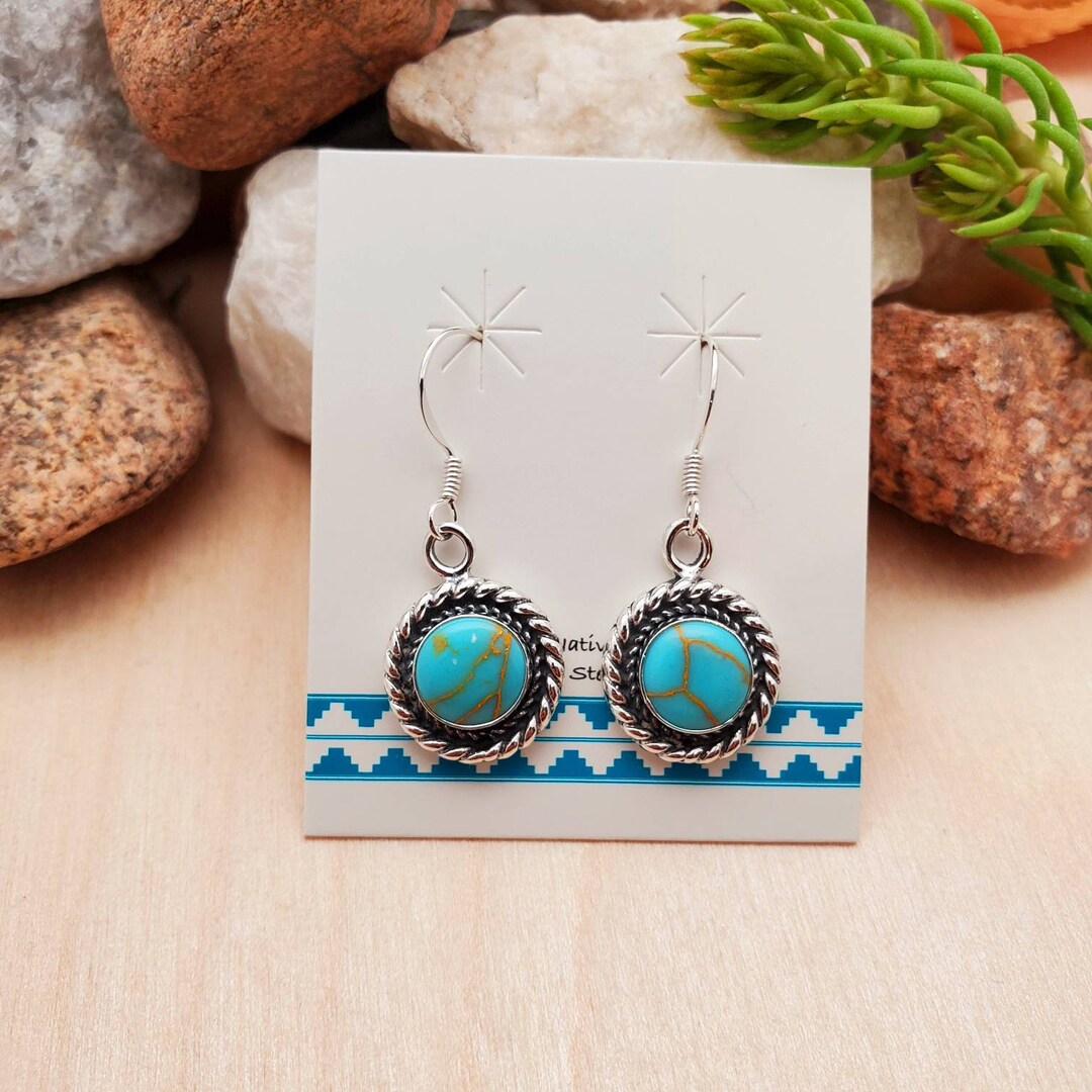 925forher Kingman Turquoise Dangle Earrings | Small Turquoise Earrings | Sterling Silver ...