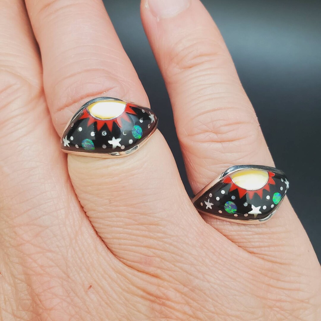 Inlay Ring #462 | Lovely Multicolor Inlay Southwest Ring | Sterling ...