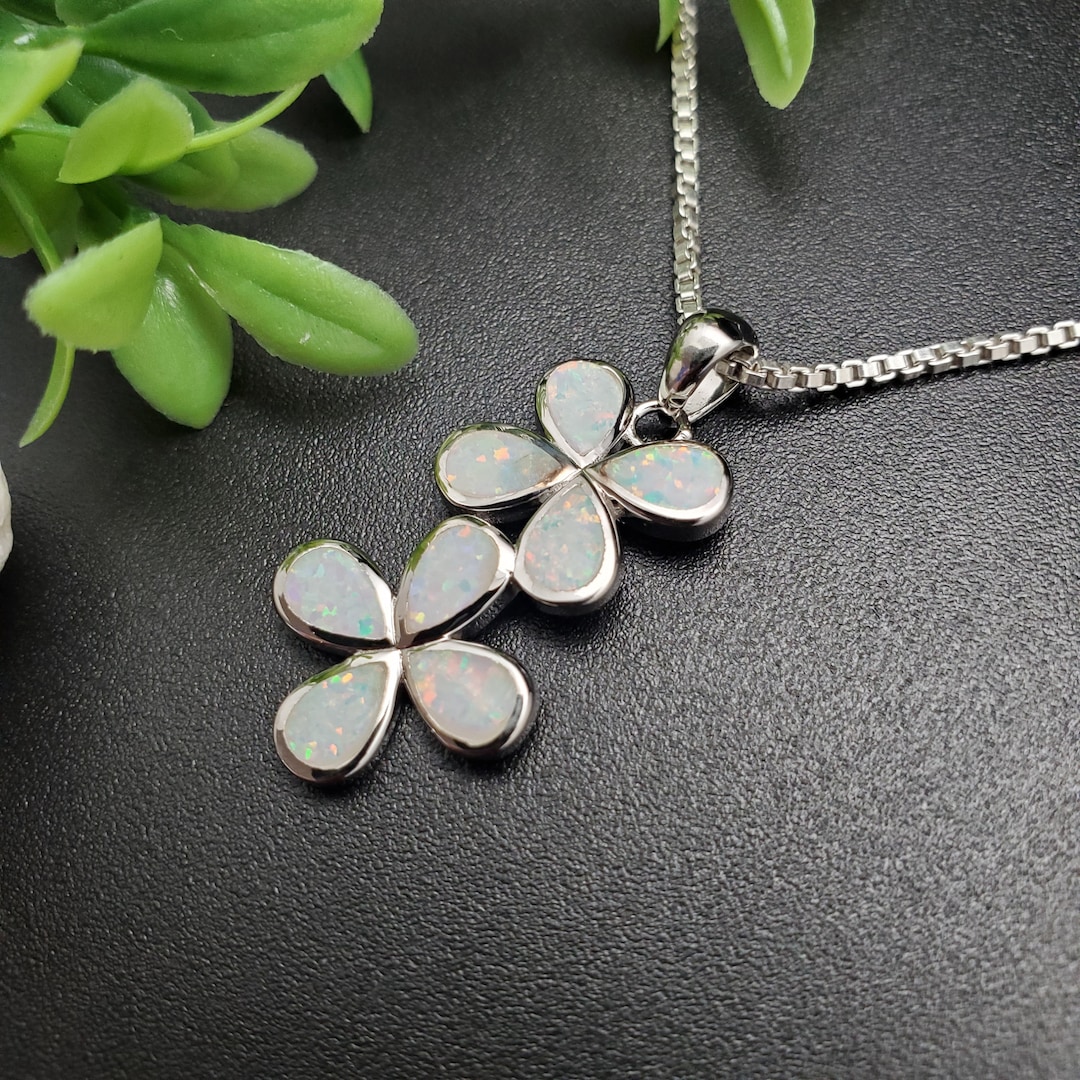 TULU #212 | Inlay Fire White Opal Flowers Necklace Pendant Options With ...