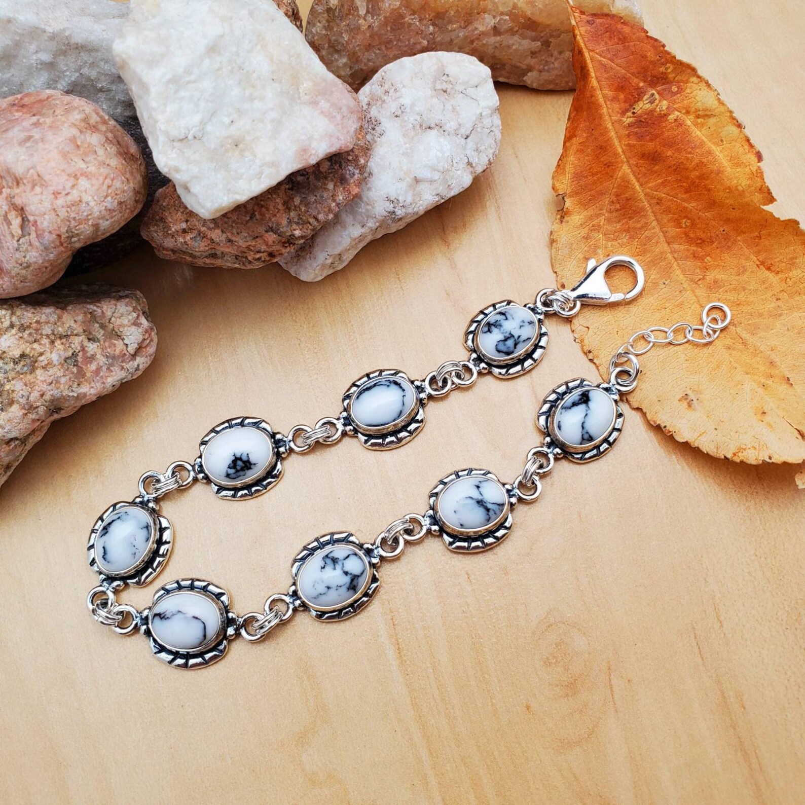 925ForHer White Buffalo Turquoise Bracelet Southwest | Etsy