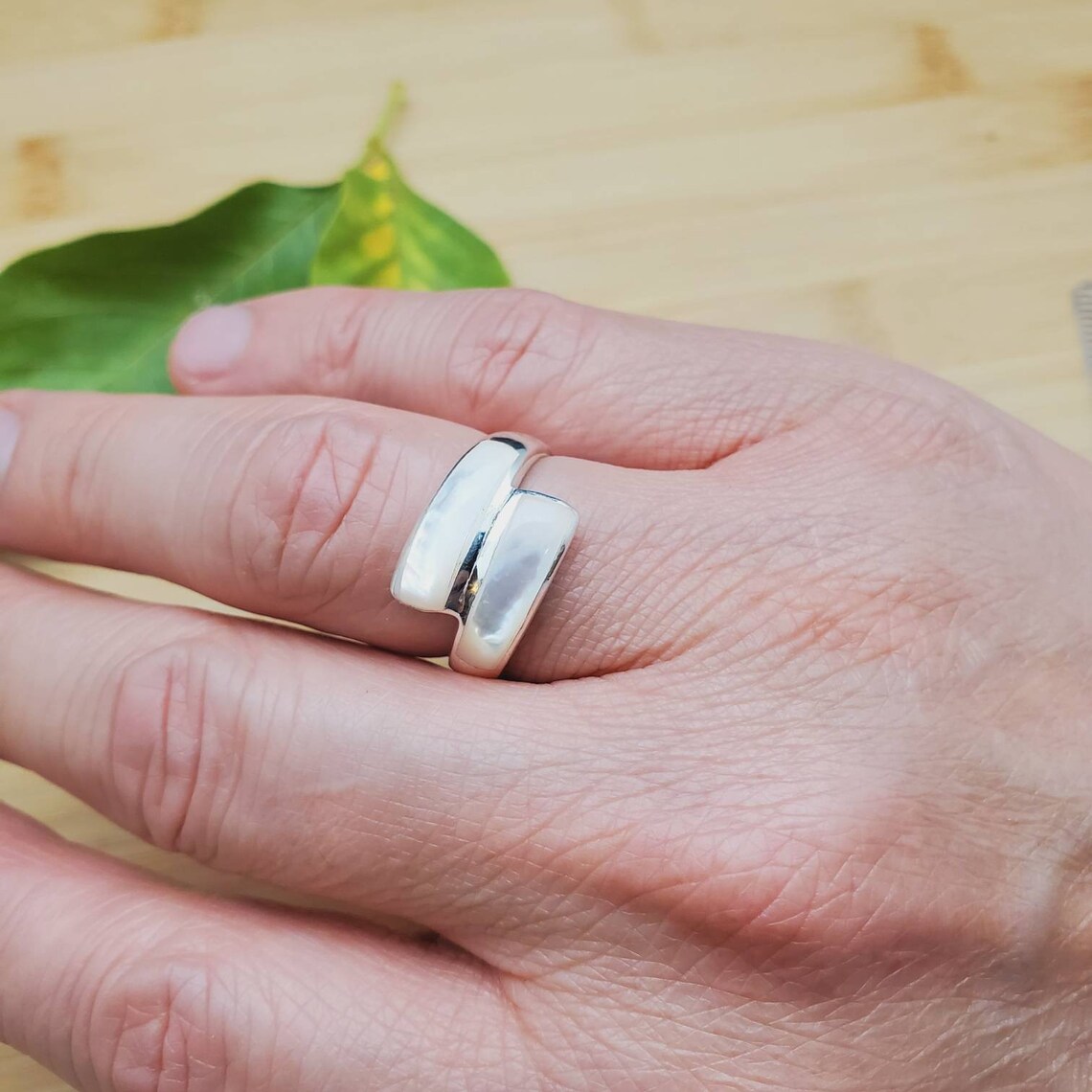 925forher White Mother of Pearl Inlay Ring | Sterling Silver White ...