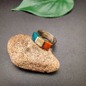 UH#98 Multicolor Inlay Ring Size 6 1/2 | Dainty Colors Inlay Ring ...