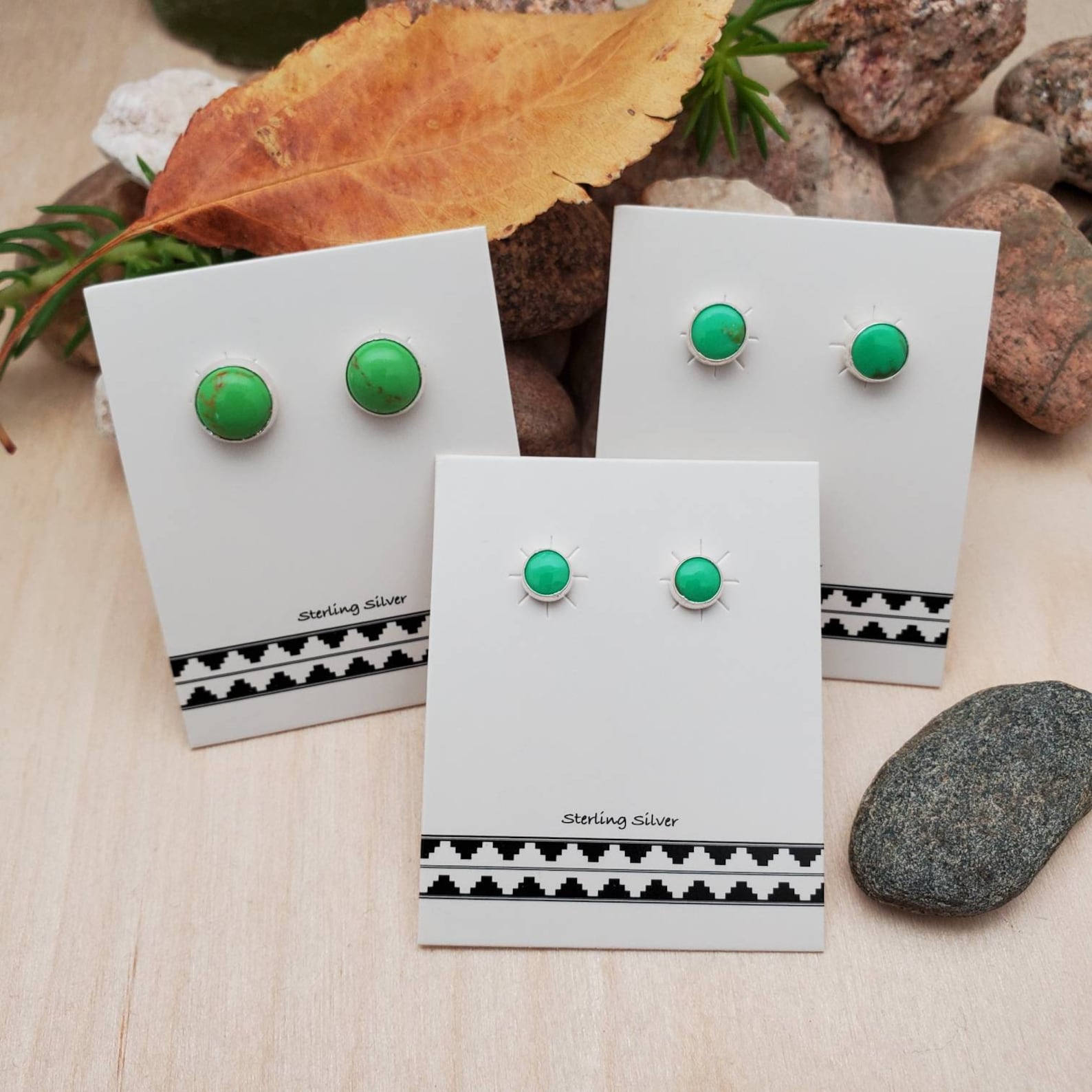 925forher Green Gaspeite Studs | Sterling Silver 5mm 6mm 8mm Gaspeite ...