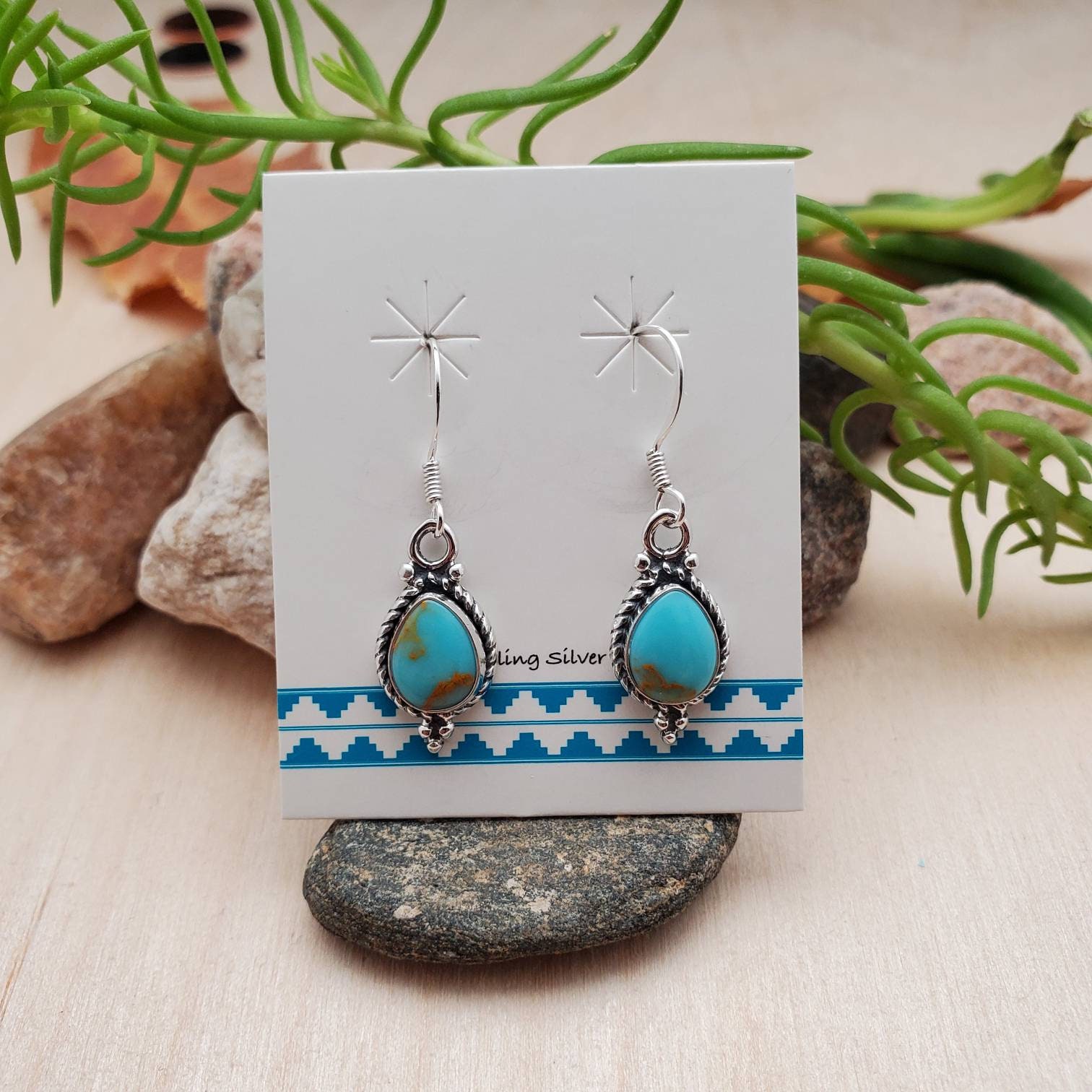 925forher Small Kingman Turquoise Dangle Earrings Small - Etsy