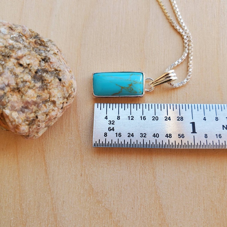 925forher Long Rectangle Turquoise Necklace Pendant With - Etsy