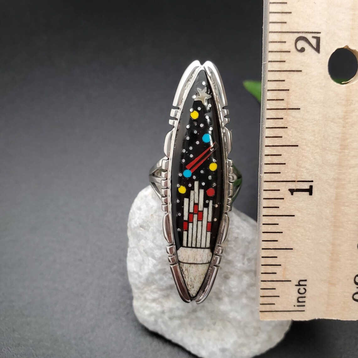 Inlay Ring #490 | Lovely Micro Inlay Southwest Ring Size 8 | Sterling ...