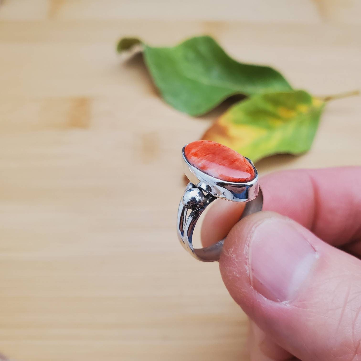 Dainty Orange Spiny Oyster Ring Sterling Silver Spiny Oyster | Etsy