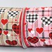 Check Heart Ribbon, 2.5”, Wired,valentine Ribbon, Red, Pink Linen With ...