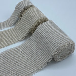 Linen Stripes Ribbon,1”,2”,3”, Frayed Edge Fabric Ribbon,black,gray ...
