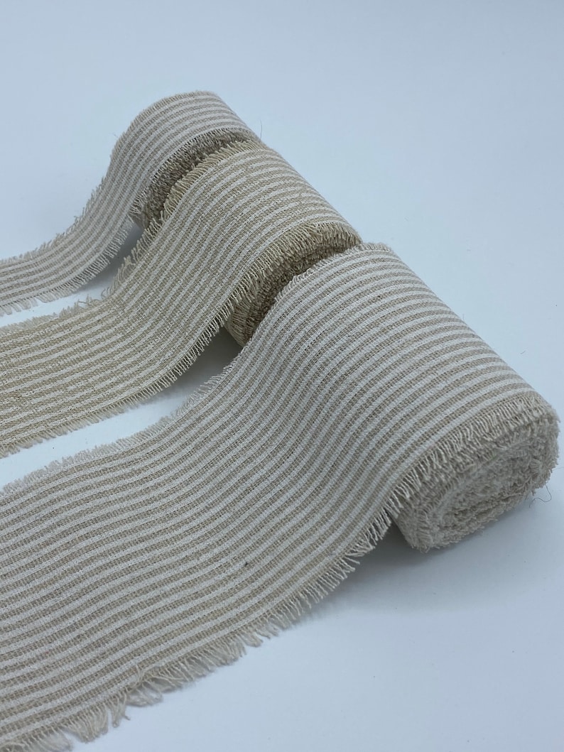 Linen Stripes Ribbon,1”,2”,3”, Frayed Edge Fabric Ribbon,black,gray ...