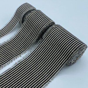 Linen Stripes Ribbon,1”,2”,3”, Frayed Edge Fabric Ribbon,black,gray ...