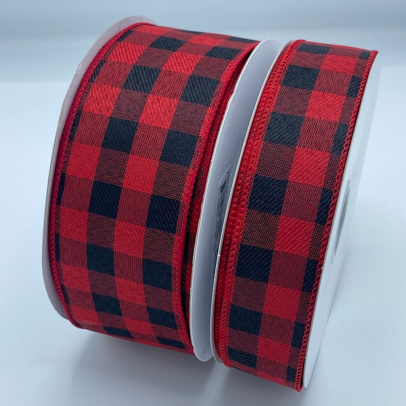 Red Plaid Ribbon - Etsy