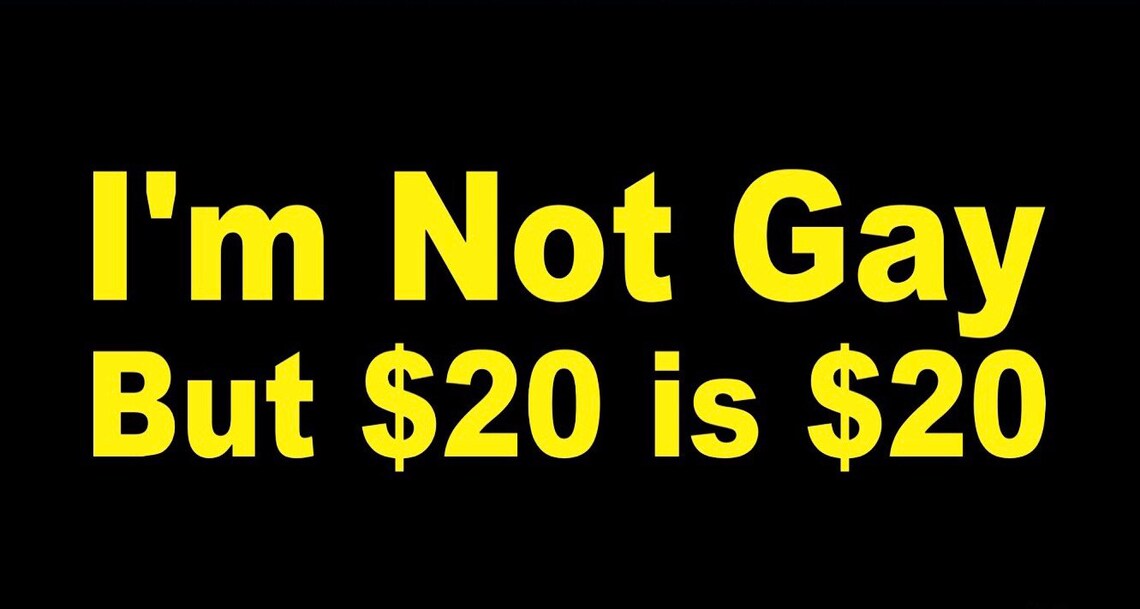 Im not gay but 20 is 20 dollars funny car window decal | Etsy
