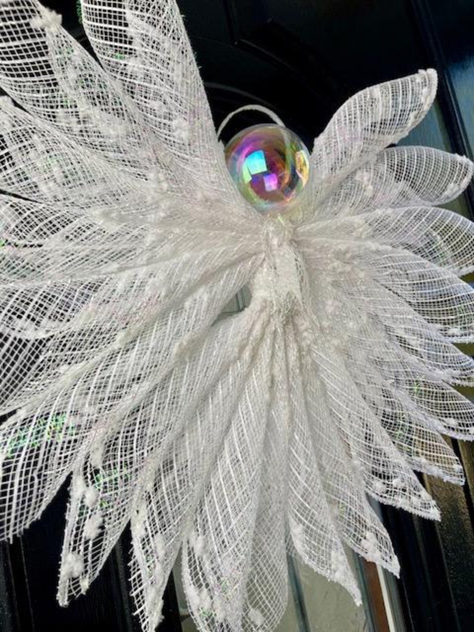 Iridescent White Angel Tree Topper Wreath by Fofa Home Decor, Ready to ...
