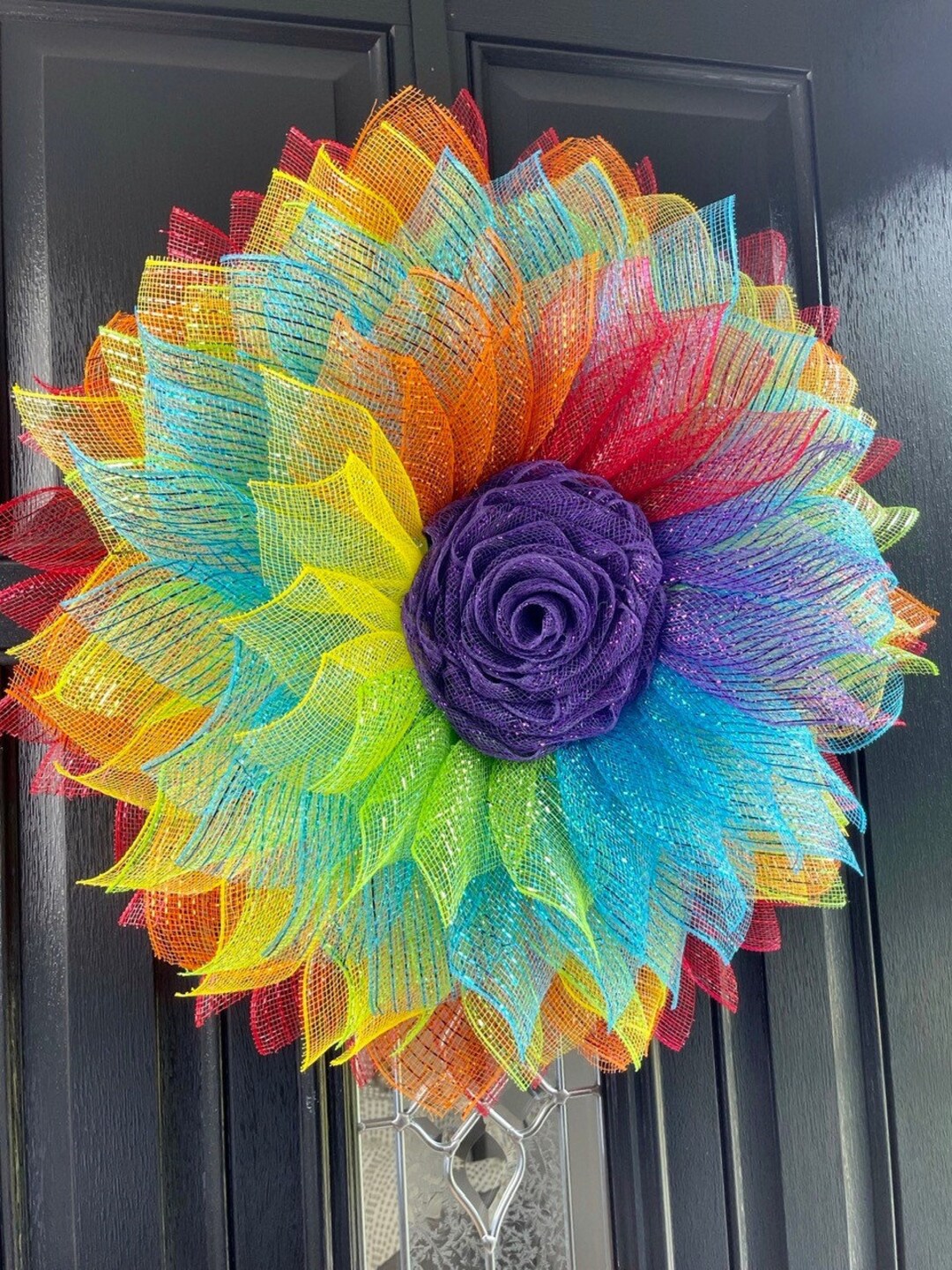 Vibrant Rainbow Floral Wreath by Fofa Home Decor, Ready to Ship - Etsy