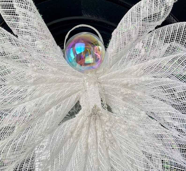 Iridescent White Angel Tree Topper Wreath by Fofa Home Decor, Ready to ...