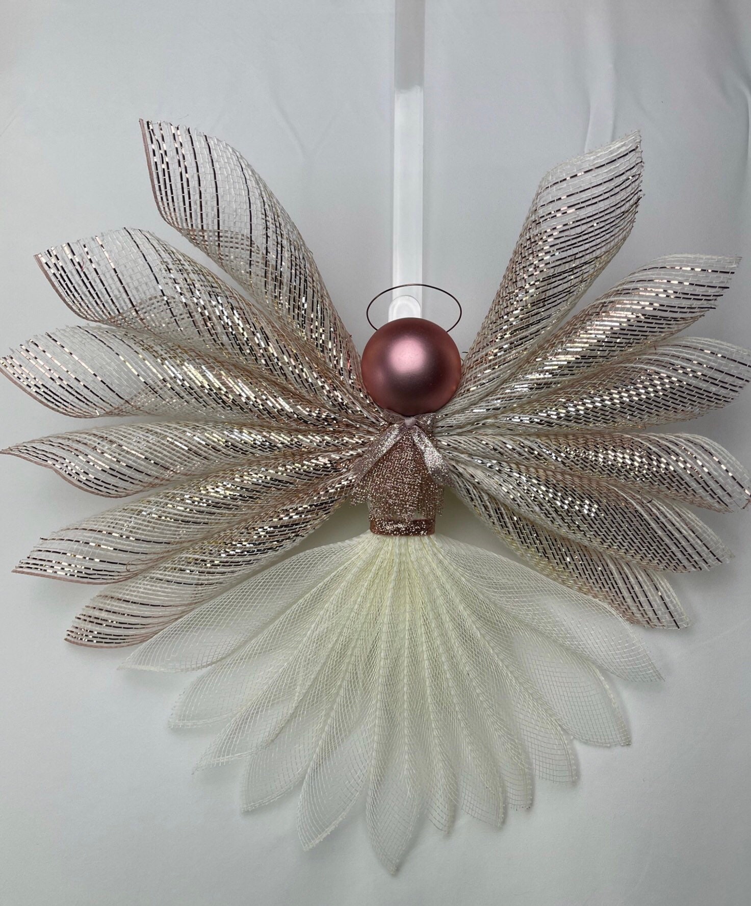 Rose Gold and Beige Angel Tree Topper Wreath Ornament by Fofa Home ...