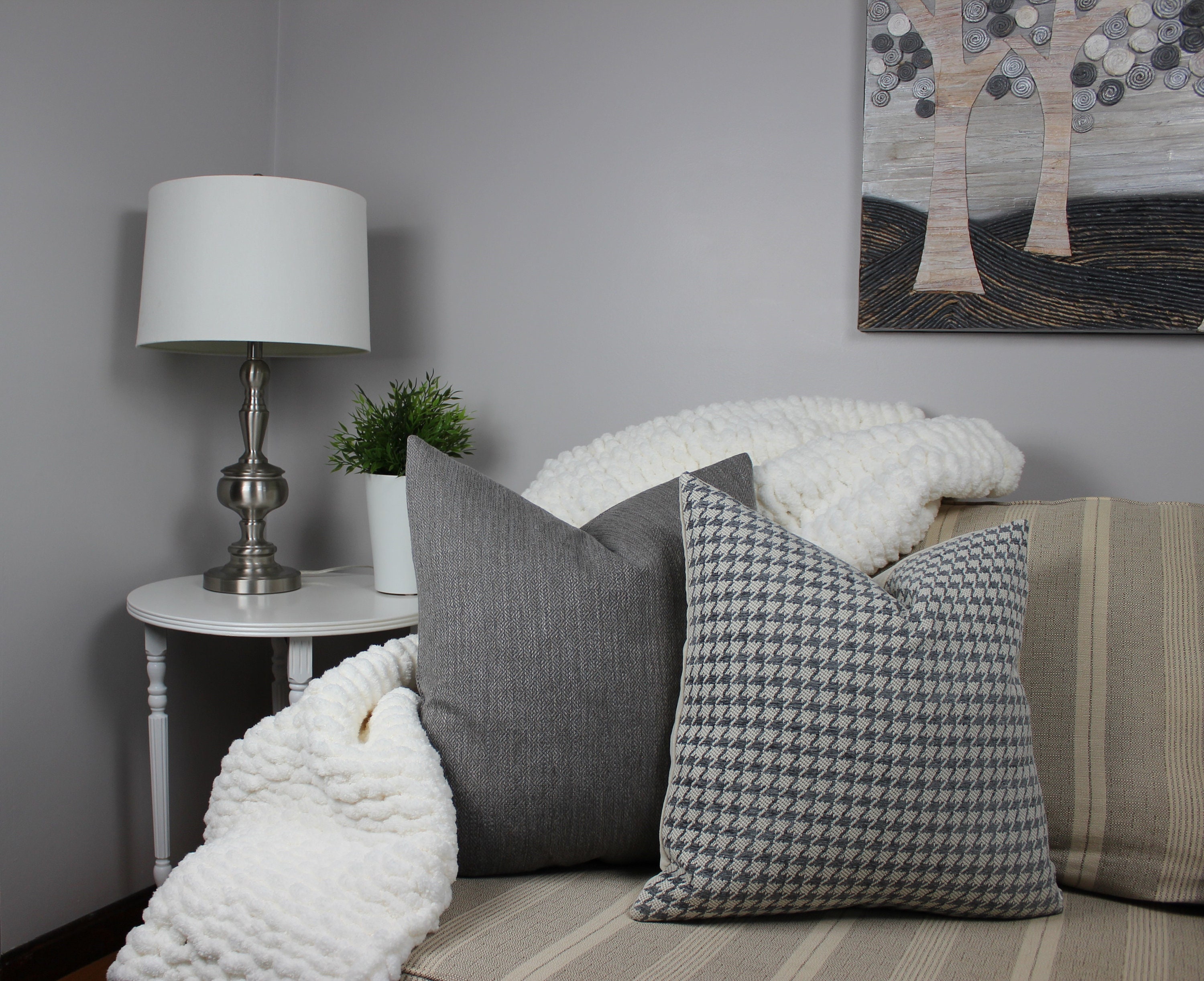 Houndstooth Gray Pattern Pillow Cover Houndstooth | Etsy