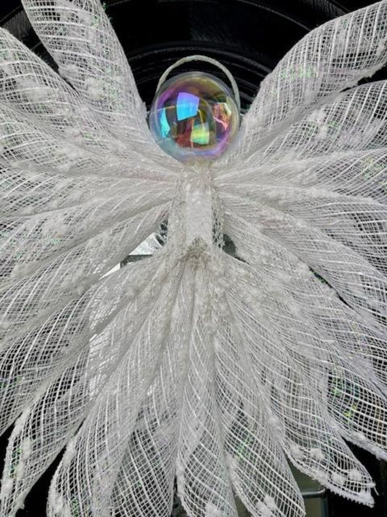 Iridescent White Angel Tree Topper Wreath by Fofa Home Decor, Ready to ...