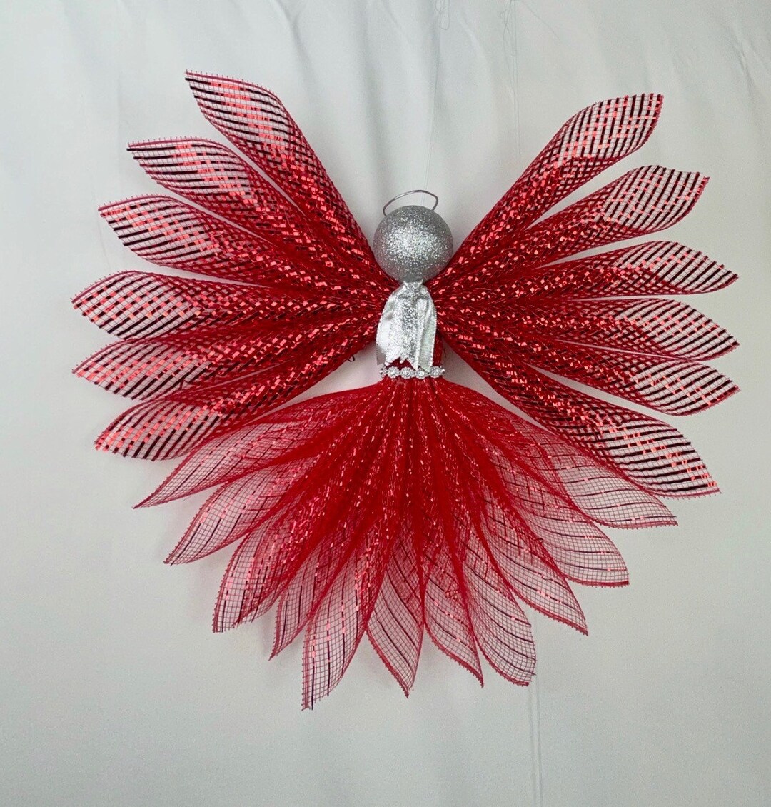 Red and Silver Angel Tree Topper Wreath Ornament by Fofa Home Decor ...