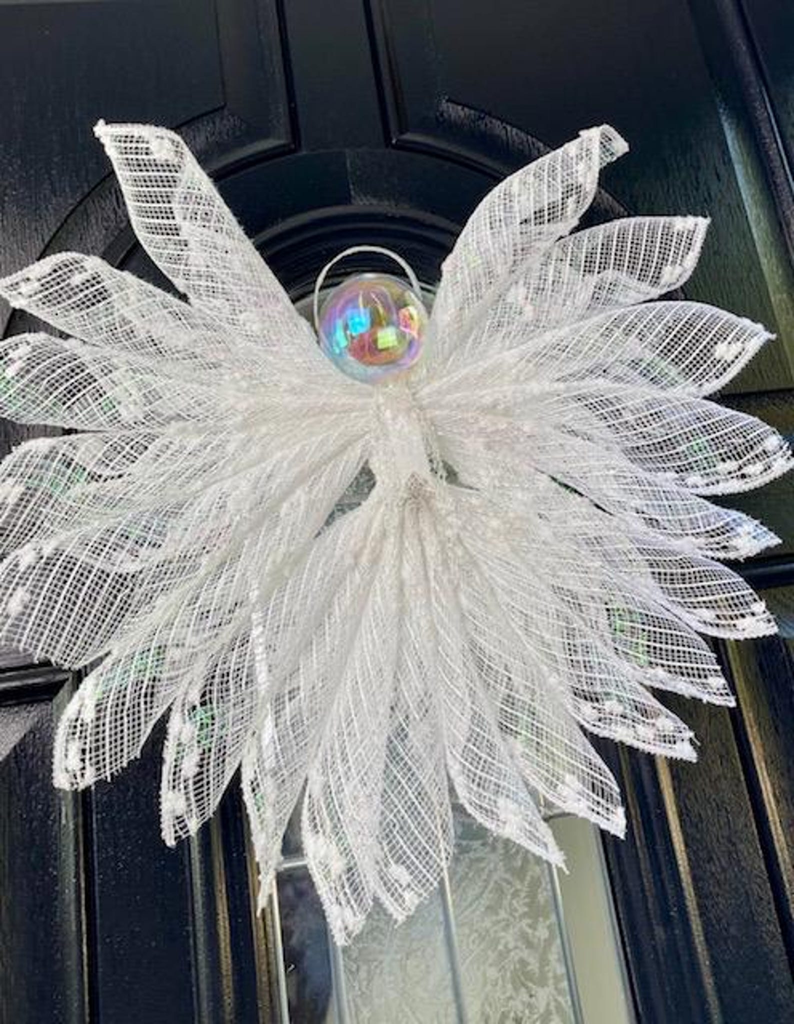 Iridescent White Angel Tree Topper Wreath by Fofa Home Decor, Ready to ...