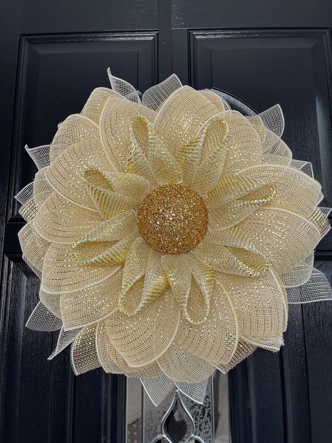 Brilliant Gold Holiday Wreath With Sparkling Center by Fofa Home Decor ...