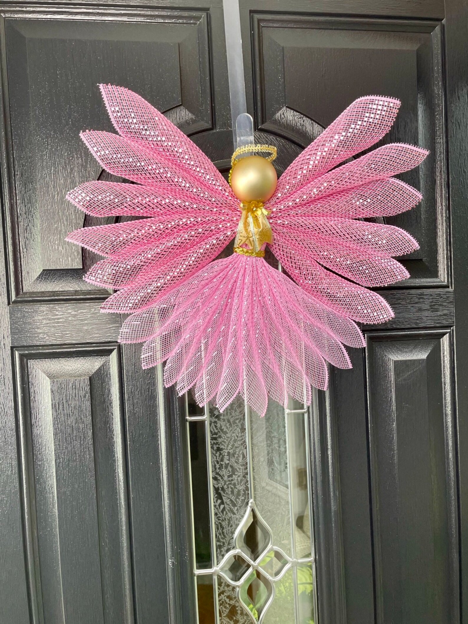 Pink and Gold Angel Tree Topper Wreath by Fofa Home Decor, Ready to ...