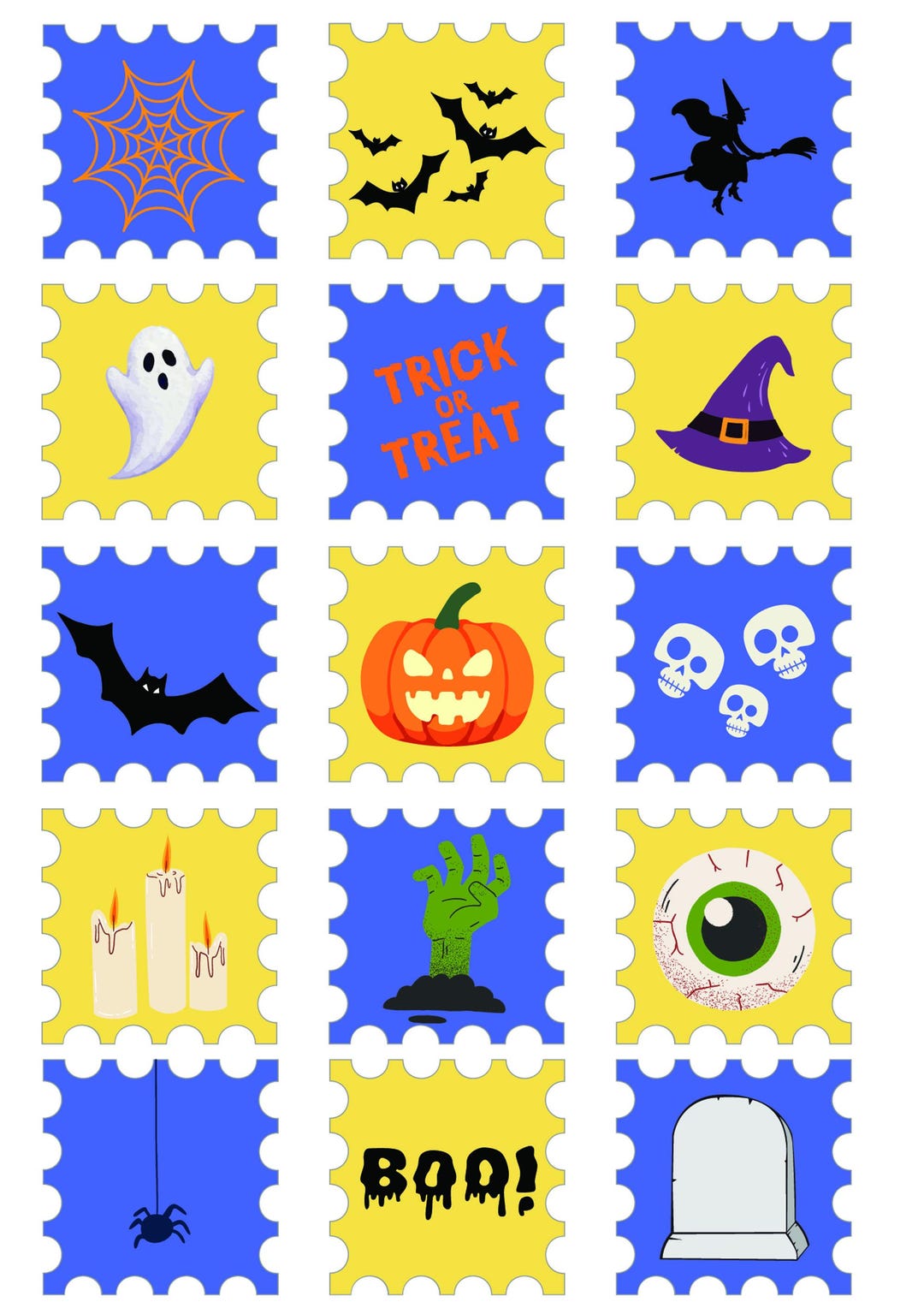 Halloween Faux Postage Stamps: Spooky Printable Ephemera (digital ...