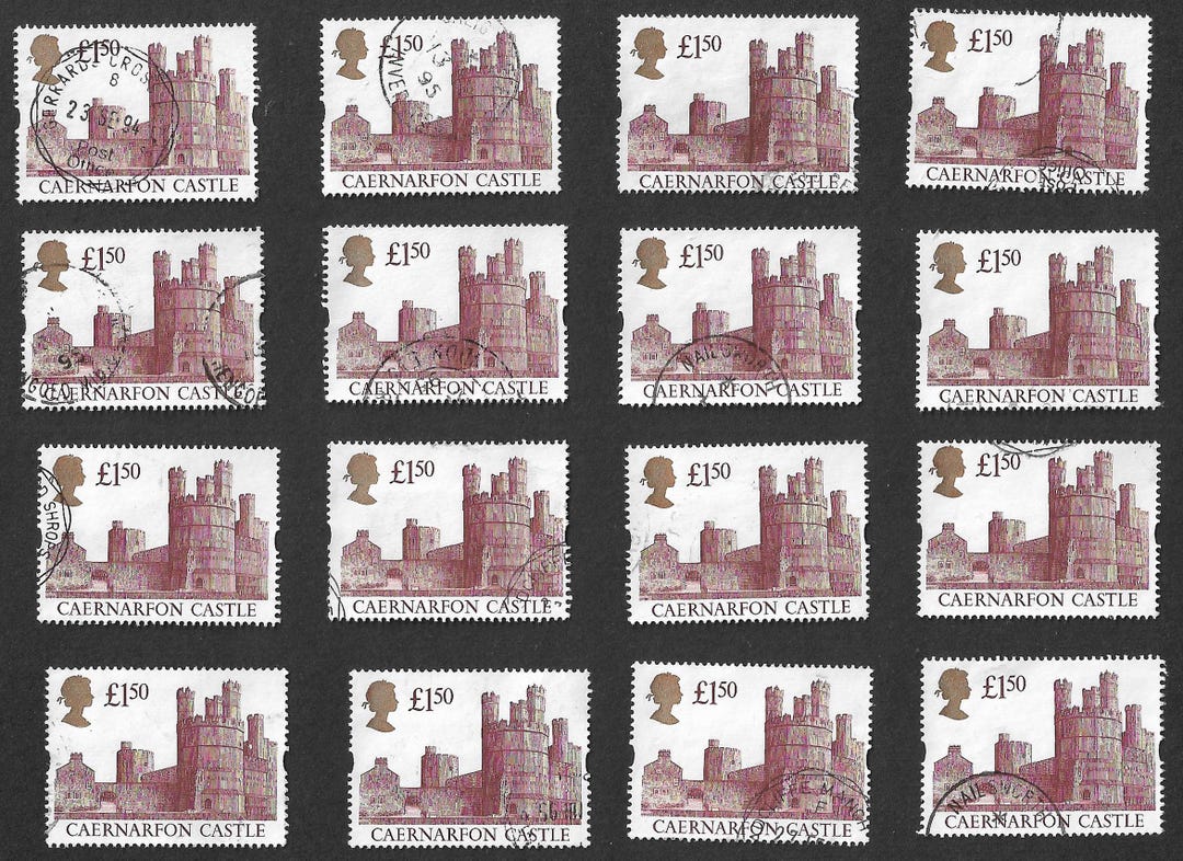 Wales Caernarfon Castle Stamps: 16 Used 1992 Queen Elizabeth II ...