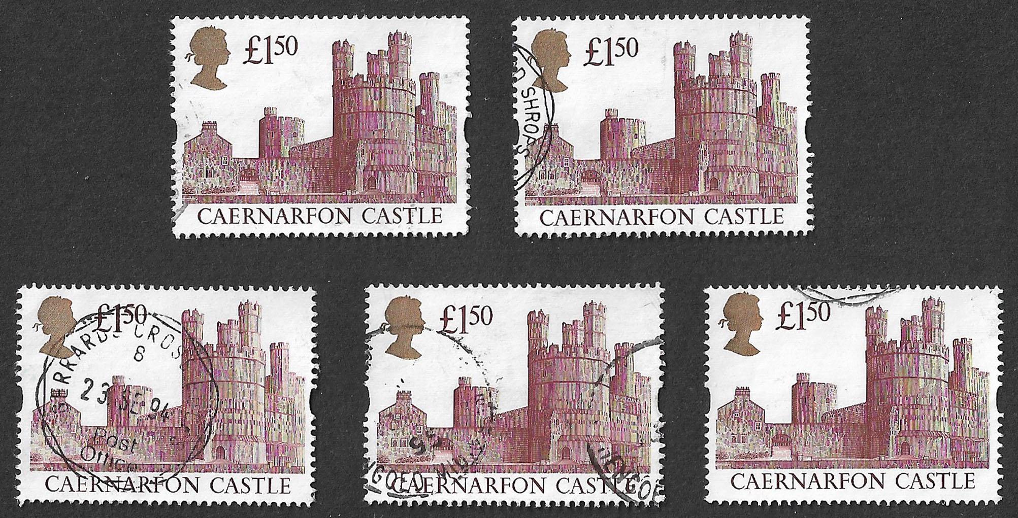 Wales Caernarfon Castle Stamps: 16 Used 1992 Queen Elizabeth II ...