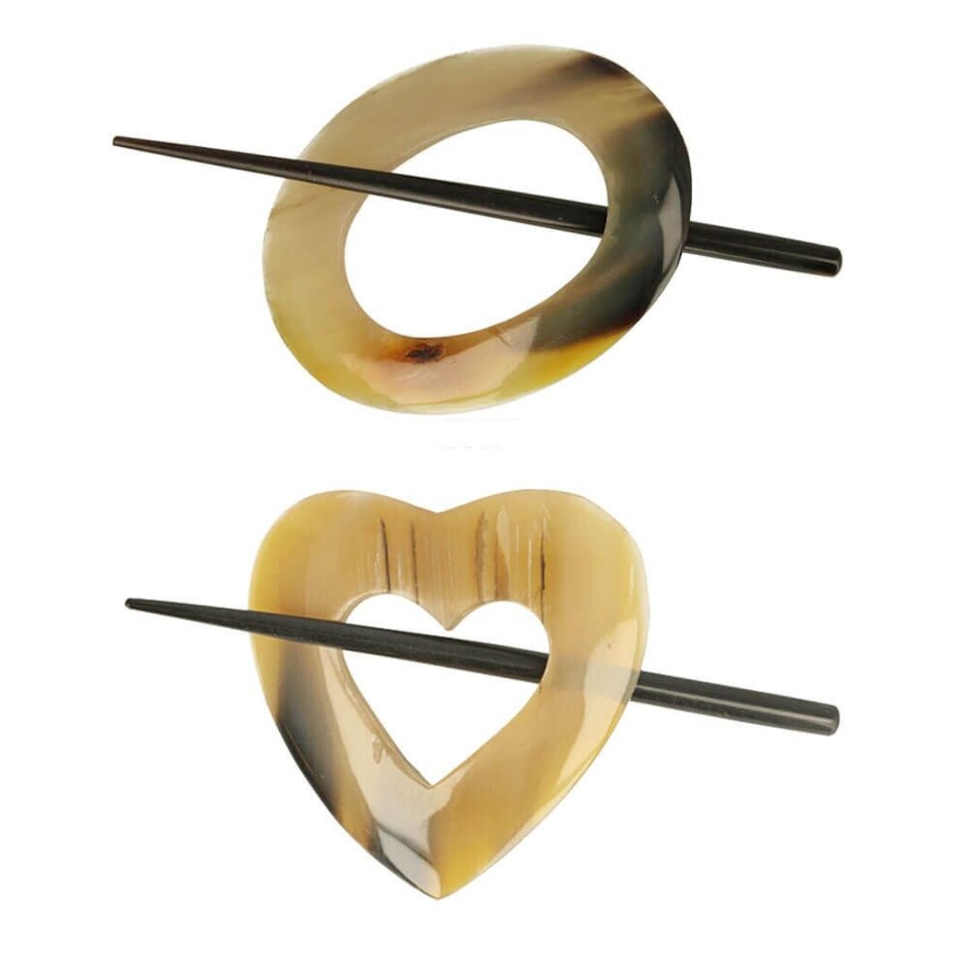 Scarf Brooch, Horn Oval and Heart, Scarf Clasp, Scarf Pin, Scarf Clasp ...