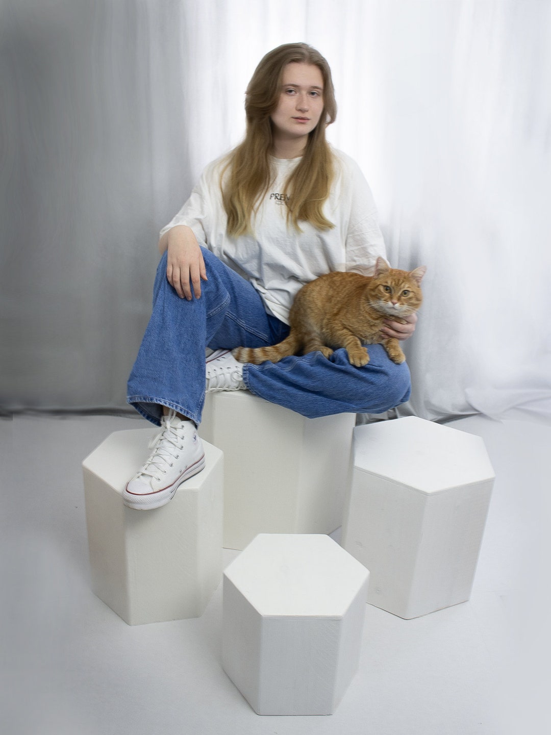 Hexagon Wooden Stool, Hexagonal Stool, Table, Cube, Decoration Wood ...