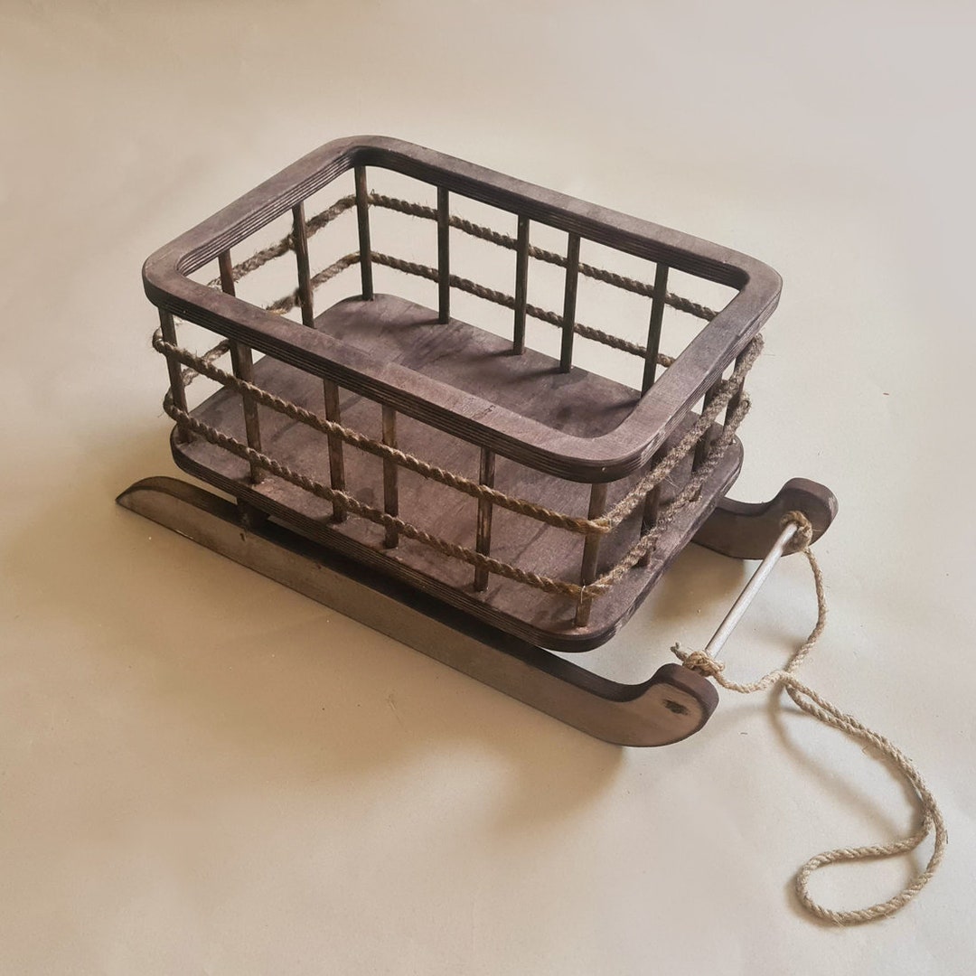 Sled Wooden Sled Toboggan Photo Props, Decorative Wood Handmade Props ...