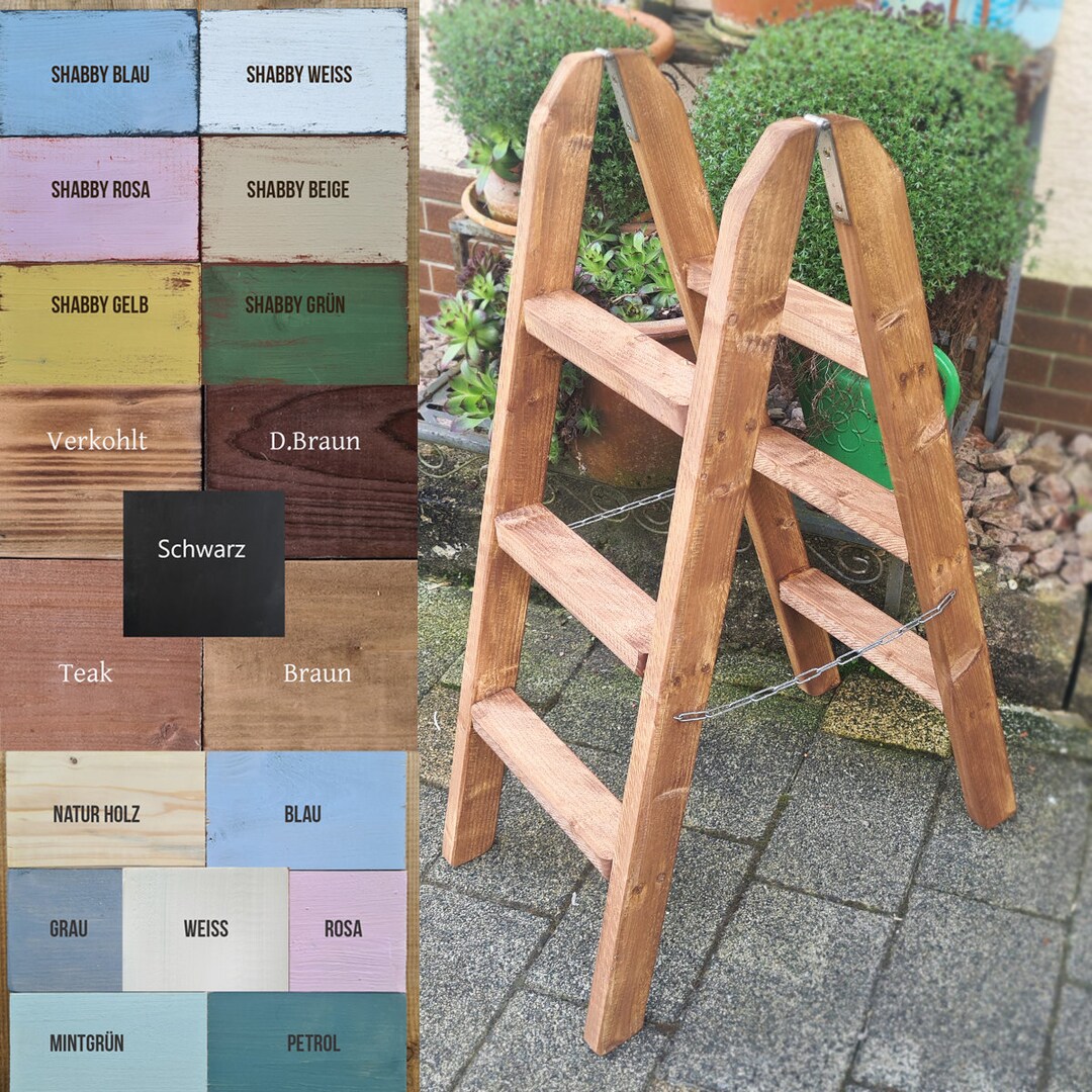 Wooden Ladder 40, 60, 80, 100, 120 Cm. Wooden Stairs Handmade Climbing ...