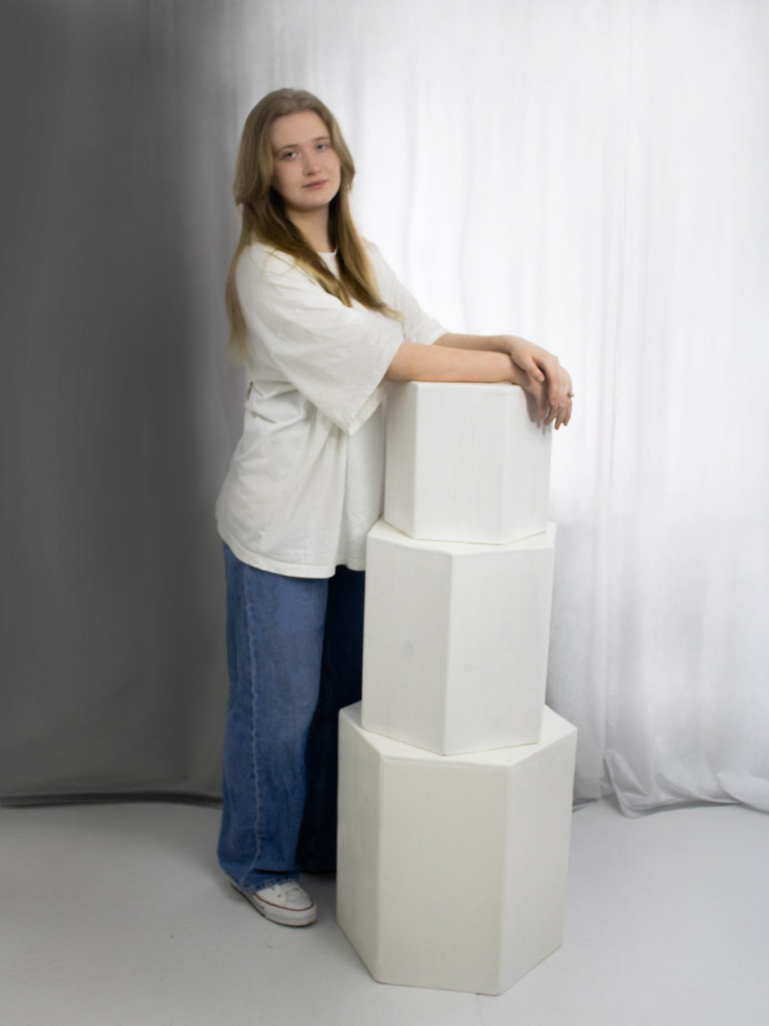 Hexagon Wooden Stool, Hexagonal Stool, Table, Cube, Decoration Wood ...