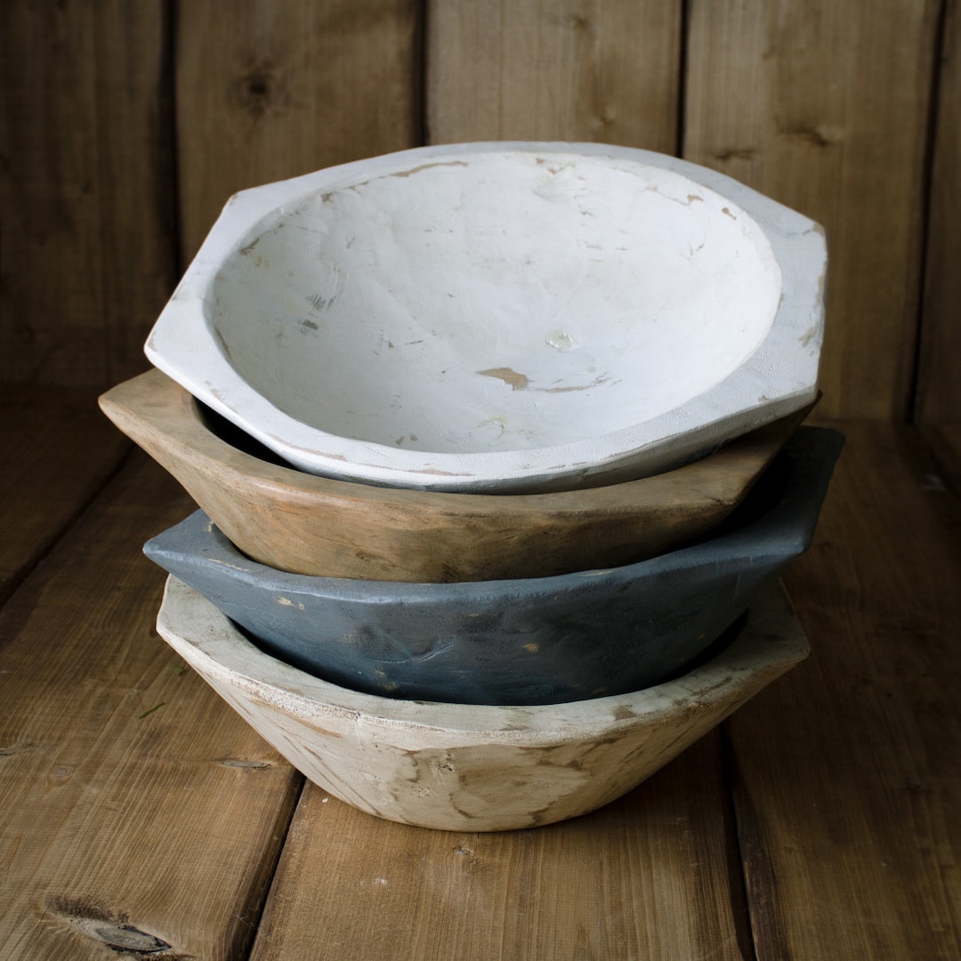 Round Bowl Kneading Bowl Rustic Decorative Wood Handmade Props Photo ...