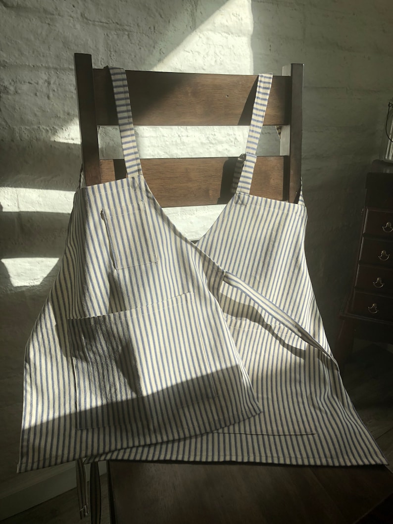 Adjustable, French Farmhouse Striped Apron, Matching Aprons, 100% ...