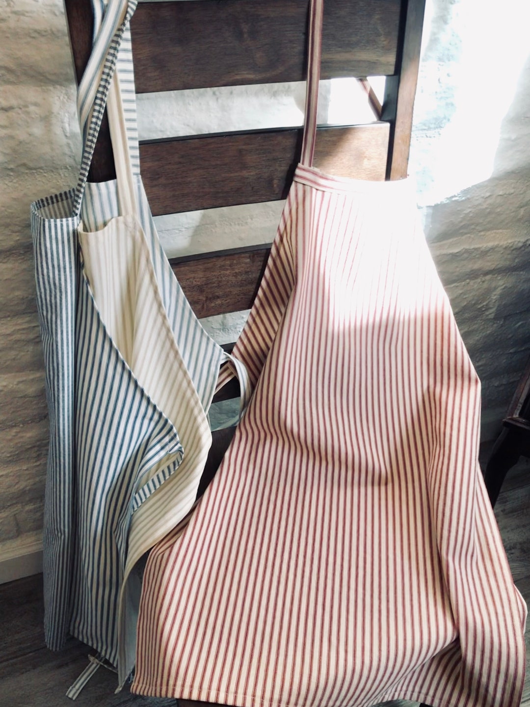 Handmade Striped Cotton Apron: French Farmhouse Style - Etsy