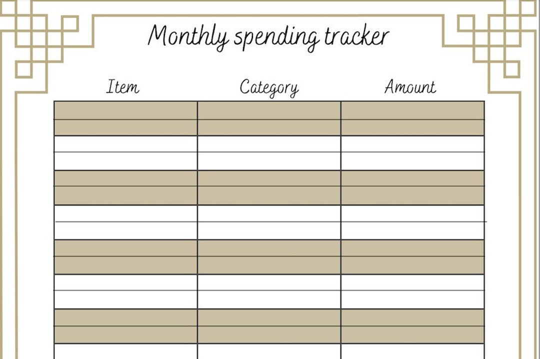 Monthly Spending Tracker Printable - Etsy
